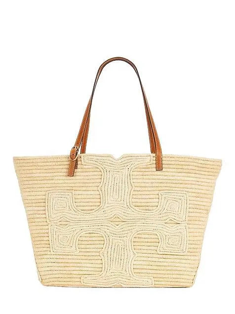 Tory Burch Ella Structured Raffia Tote - Natural