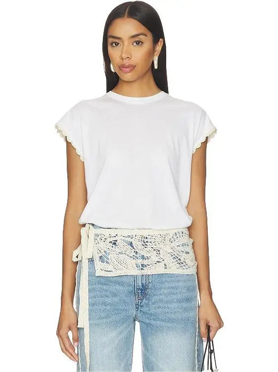 FRAME The Crochet Muscle Tee - White