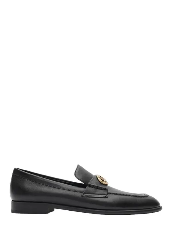 Burberry Leather Opal Loafers With Knight Stamp Detail - Black