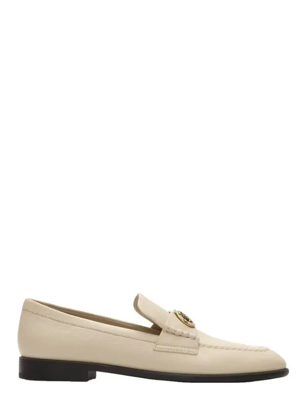 Burberry Leather Opal Loafers With Knight Stamp Detail - Soap Beige