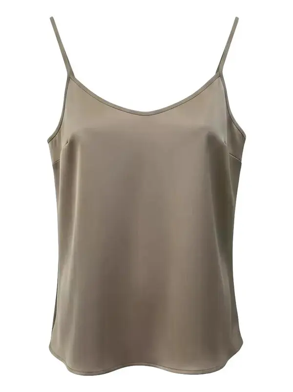Black Label Spaghetti Strap V-neck Top - Brown