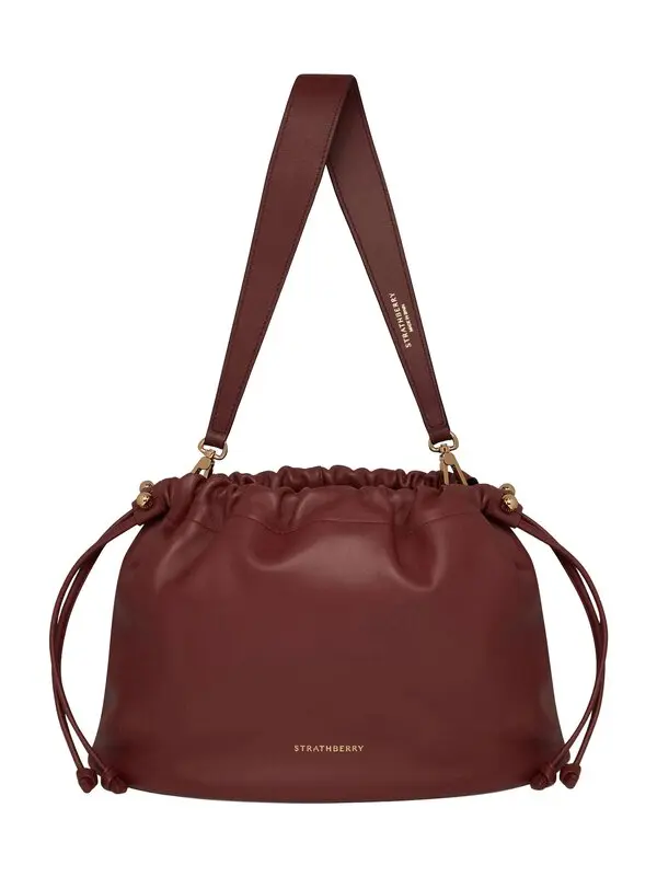 Strathberry Charlotte Midi Drawstring Bucket Bag - Red