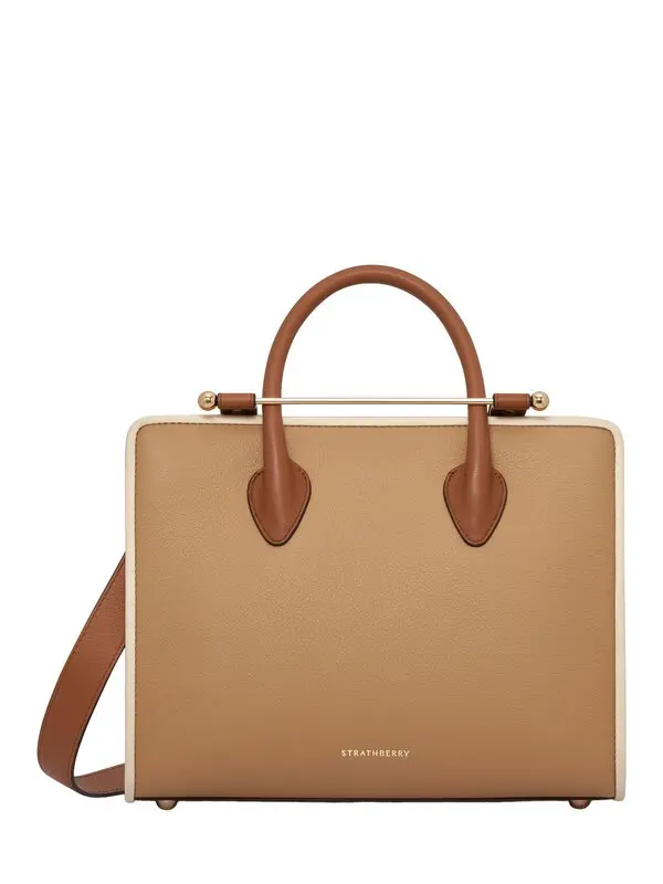 Strathberry Midi Tote Leather Top Handle Bag - Neutral
