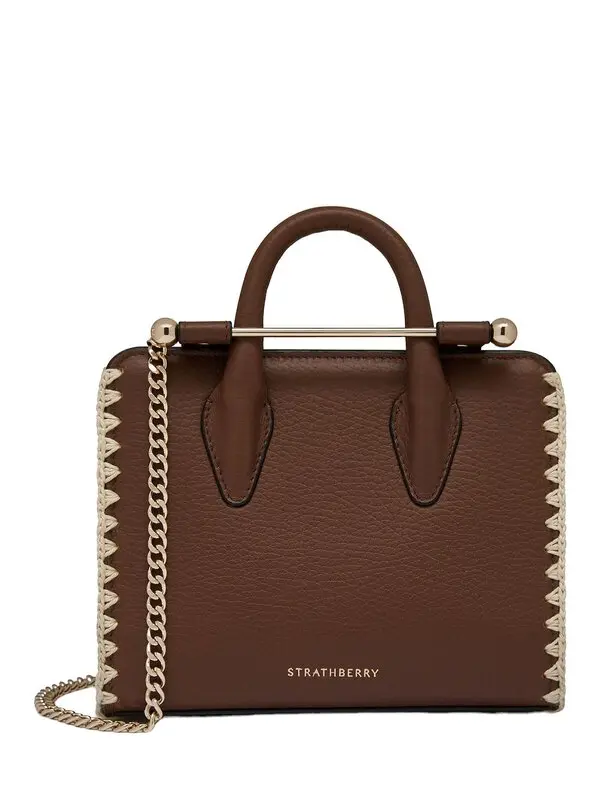 Strathberry Nano Tote Top Handle Leather Mini Tote Bag - Brown