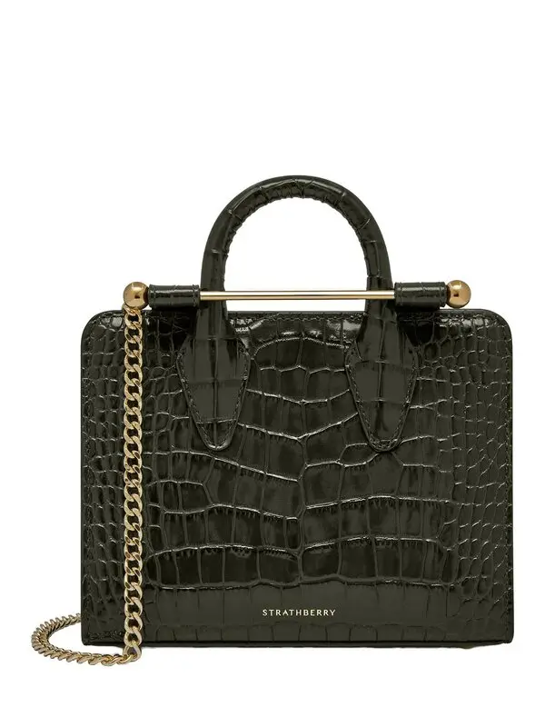 Strathberry Nano Tote Top Handle Leather Mini Tote Bag - Green