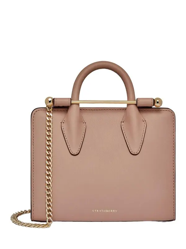 Strathberry Nano Tote Top Handle Leather Mini Tote Bag - Pink