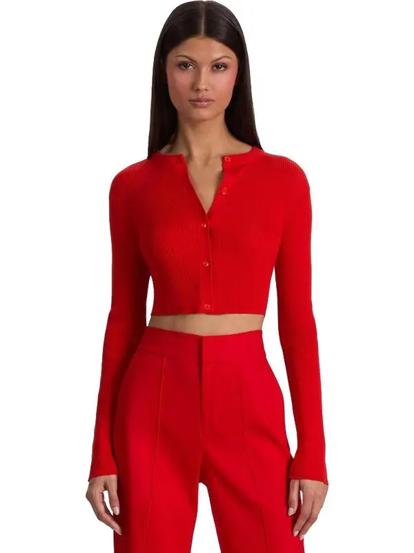 Alice + Olivia Carson Cropped Cardigan - Red