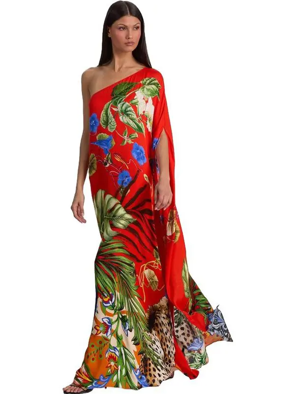 Alice + Olivia Linn One Shoulder Maxi Dress - Natural