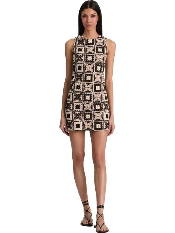 Alice + Olivia Clyde Crochet Mini Dress - Black