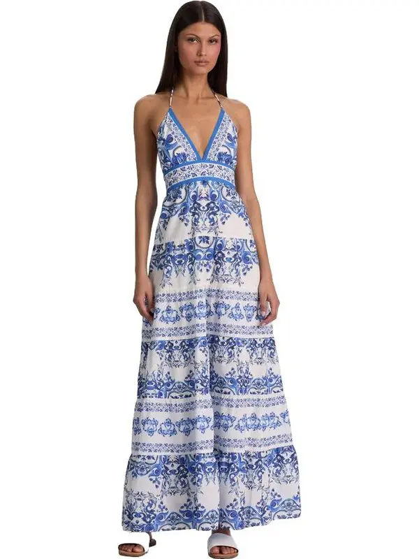 Alice + Olivia Karolina Tiered Maxi Dress - Navy