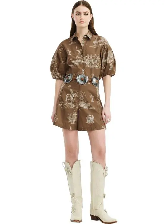 Lela Rose Reyrosa Cotton Short - Neutral