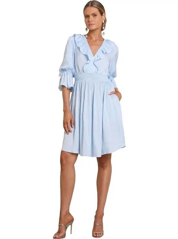 Hale Bob Tara Solid Charmeuse Dress - Blue