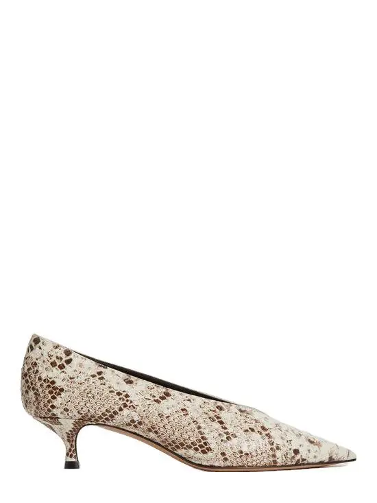 Le Monde Beryl Babouche Kitten Heel In Roccia Snake Effect Leather - Natural