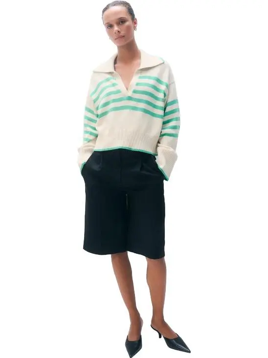 WHITE & WARREN Varsity Cotton Polo - Stripe
