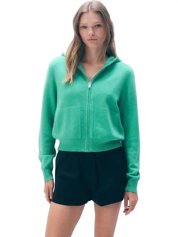 WHITE & WARREN Cashmere Blend Varsity Hoodie - Green