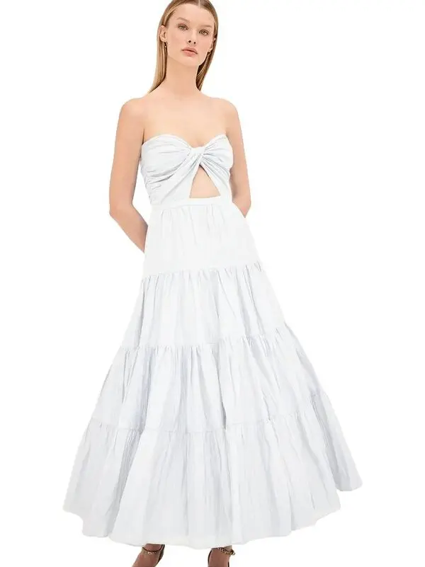 Alexis Olivienne Strapless Tiered Midi Dress - White