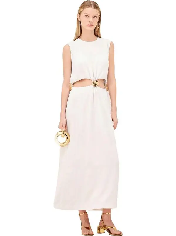 Alexis Nils Maxi Dress With Cutout Detail And Gold Hardware - Neutral