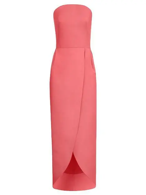 Oscar De La Renta Strapless Faille Gown - Red