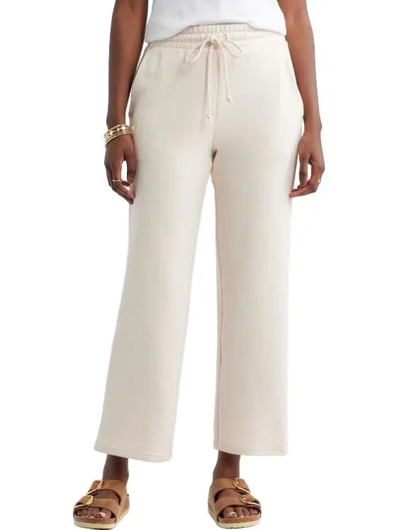 Caslon Cotton Blend French Terry Drawstring Cropped Pants - Beige Shell