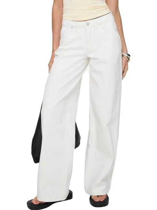 Princess Polly Lando Low Rise Straight Leg Jeans - White