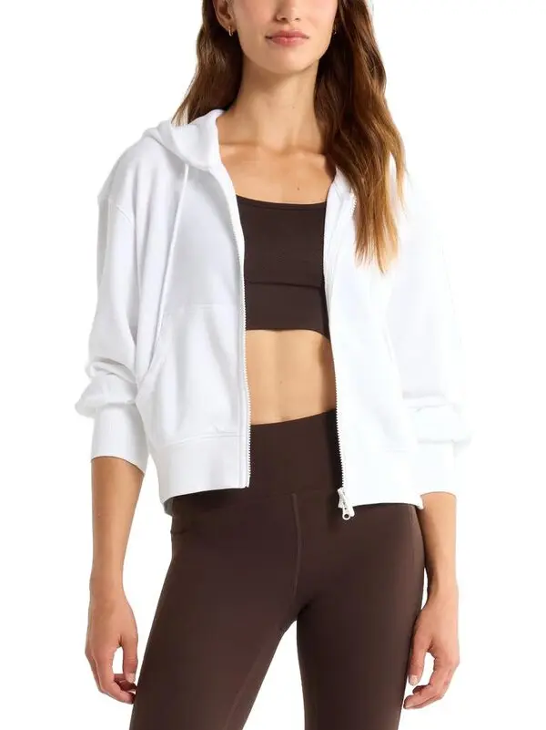 Zella Go Easy Terry Zip Front Hoodie - White
