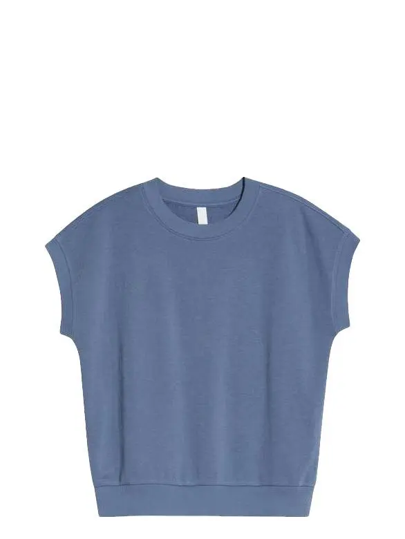 Zella Go Easy Terry Cotton Blend Sweatshirt - Blue Vintage