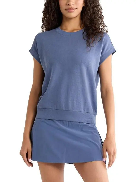 Zella Go Easy Terry Cotton Blend Sweatshirt - Blue Vintage
