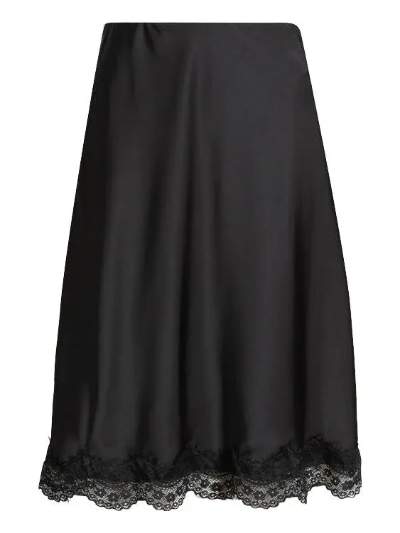 TAHARI ASL Lace Trim Satin Slip Skirt - Black