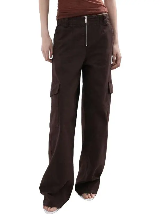 Mango Relaxed Fit Cargo Jeans - Plum