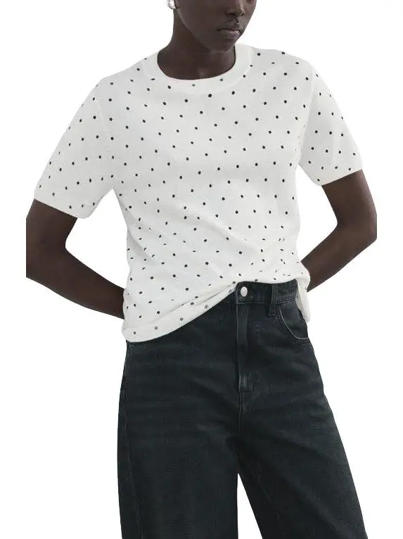 Mango Polka Dot Fine Knit Sweater - Off White