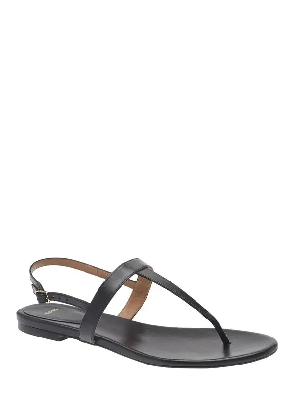 BOSS Cristas Leather Slingback Sandals - Black