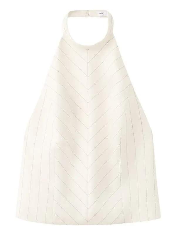 Mango Open Back Halter Top - Ecru