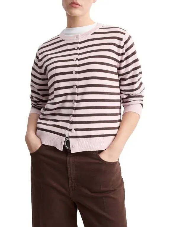 Mango Striped Fine Knit Cardigan - Pink