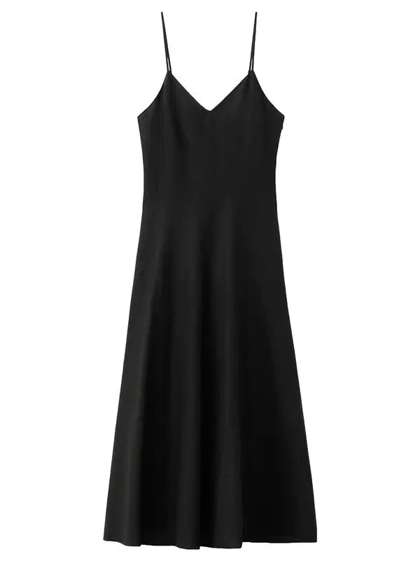 Mango Sleeveless Linen Blend Midi Dress - Black