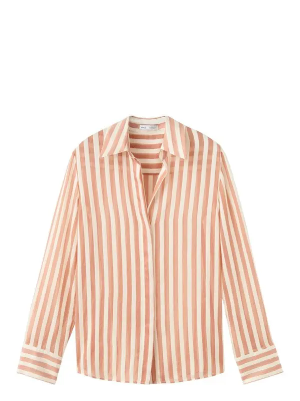 Mango Striped Semisheer Woven Shirt - Orange Brown