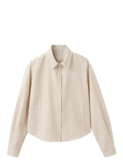 Mango Checked Cotton-blend Shirt - Brown