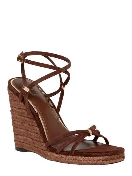 Paige Kylen Ankle Strap Wedge Sandal - Mahogany