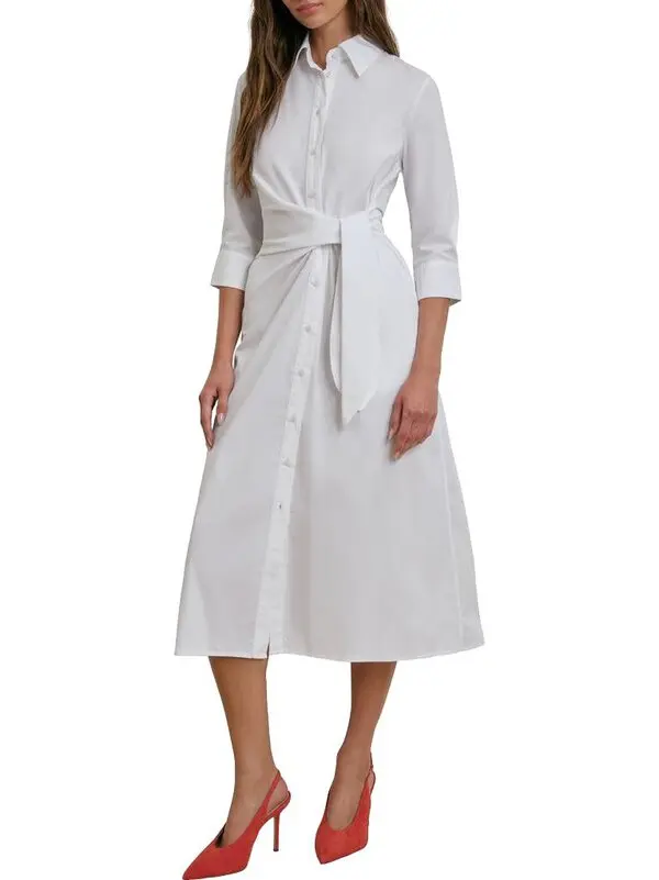 FAVORITE DAUGHTER The Well Mannered Tie Waist Shirtdress - White