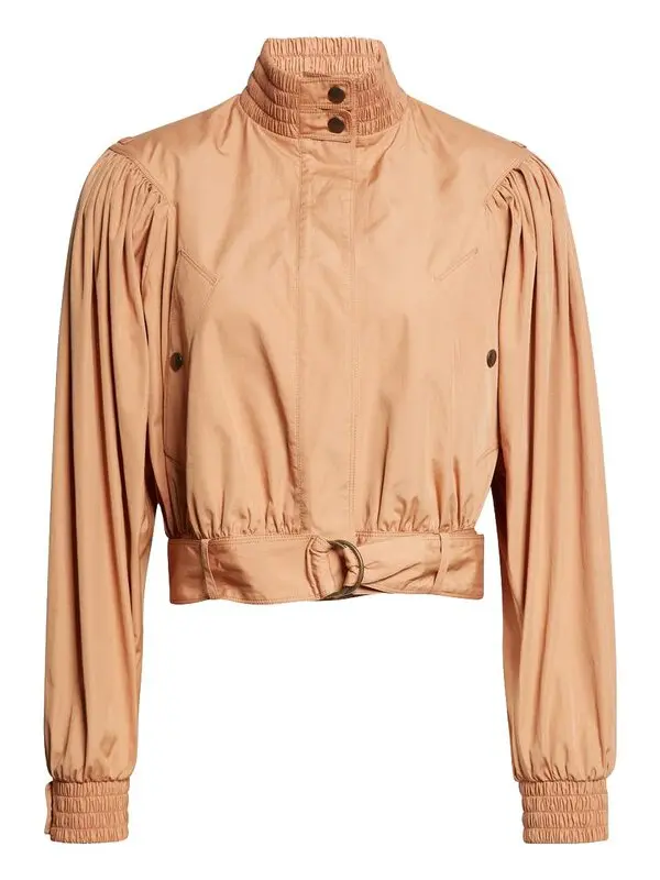 Chloé Crop Gathered Cotton Poplin Jacket - Reef Shell