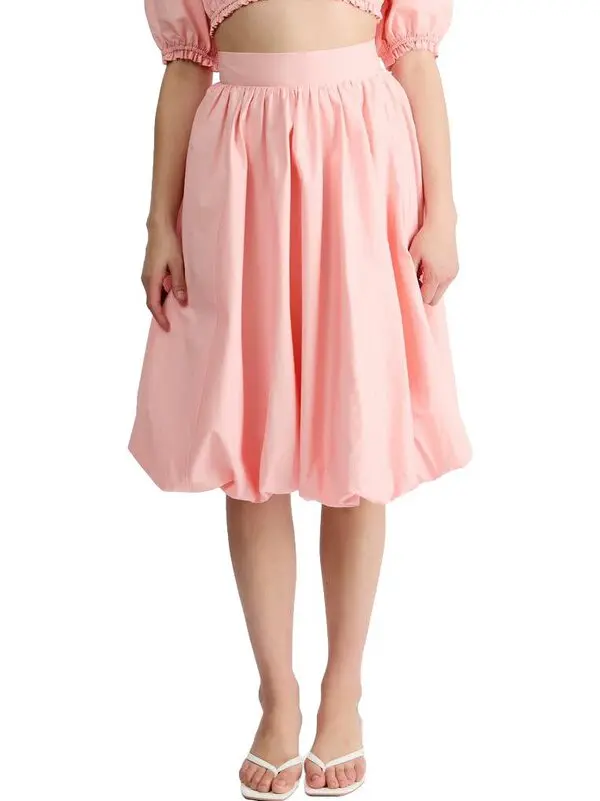 EXTRO & VERT Tessa Bubble Hem Midi Skirt - Pink