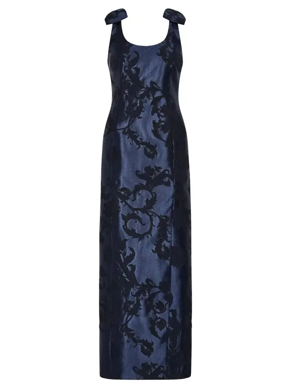 MILLY Kaelynn Floral Jacquard Gown - Navy