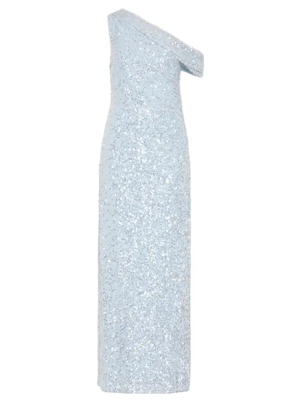 MILLY Stevie Allover Sequin One-shoulder Maxi Dress - Light Blue