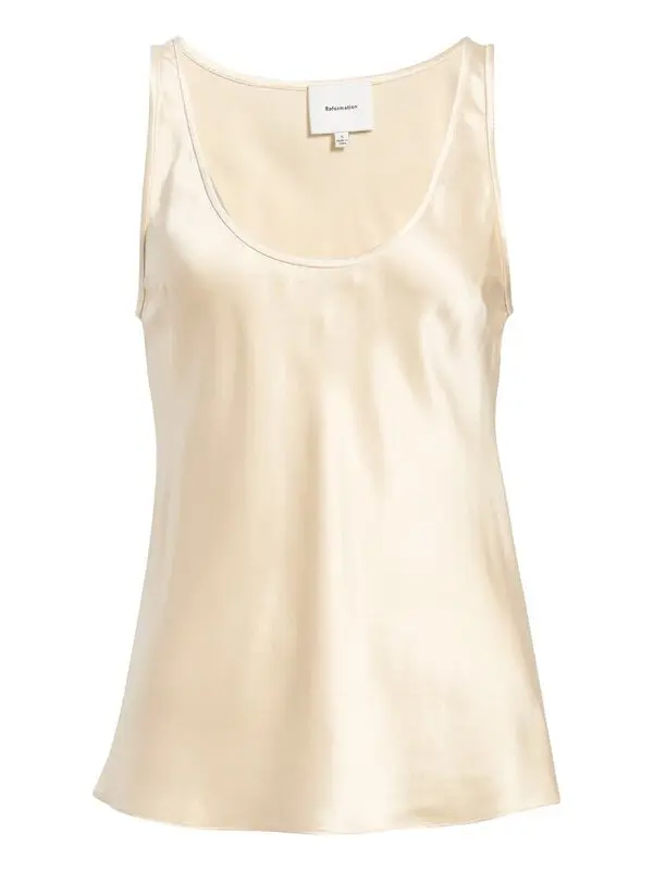REFORMATION Sleeveless Silk Top - Almond
