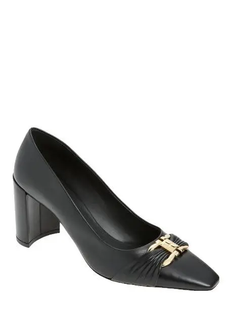 FERRAGAMO Tillya Square Toe Pumps With Gold Tone Buckle - Nero Nero Nero
