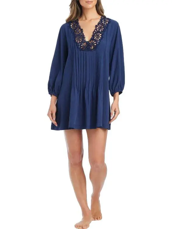 BLEU BY ROD BEATTIE Pleated Lace Trim Tunic - Midnight