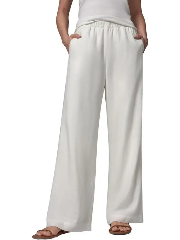 Donna Karan New York Linen Blend Wide Leg Pants - Cream