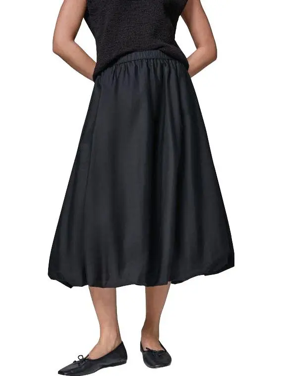 Donna Karan New York Stretch Poplin Bubble Midi Skirt - Black