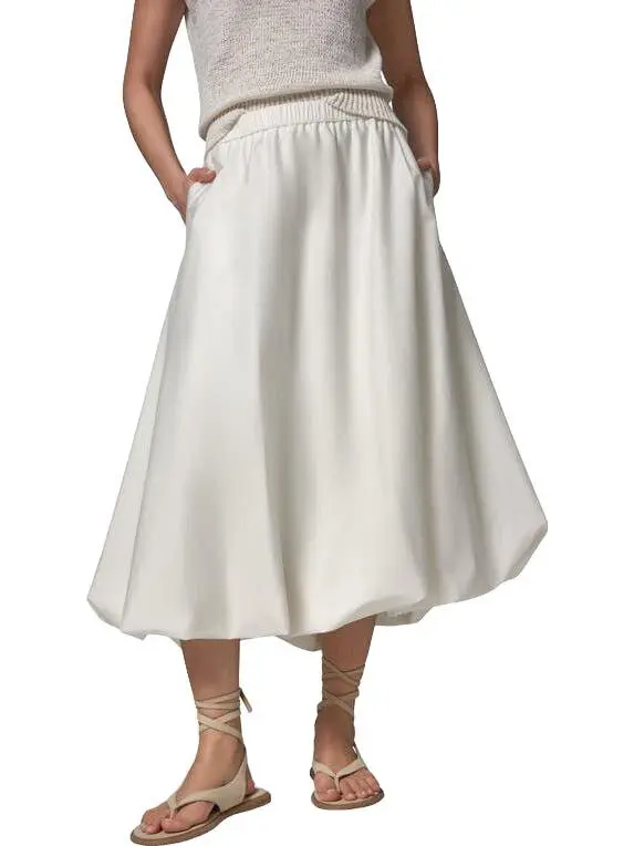 Donna Karan New York Stretch Poplin Bubble Midi Skirt - Cream
