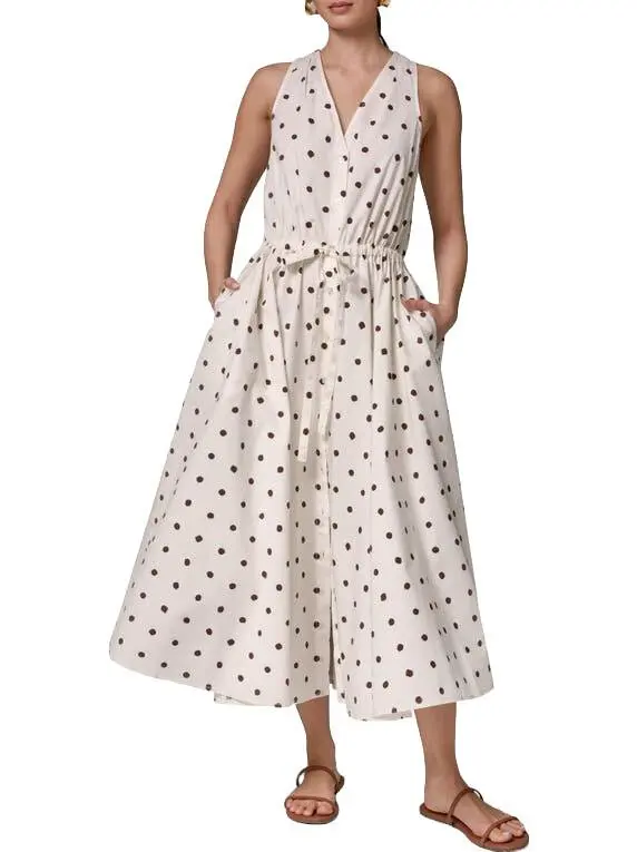 Donna Karan New York Stretch Poplin Button-front Maxi Dress - Cream Dot