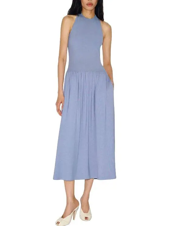 REFORMATION Clara Halter Neck Knit Midi Dress - Storm